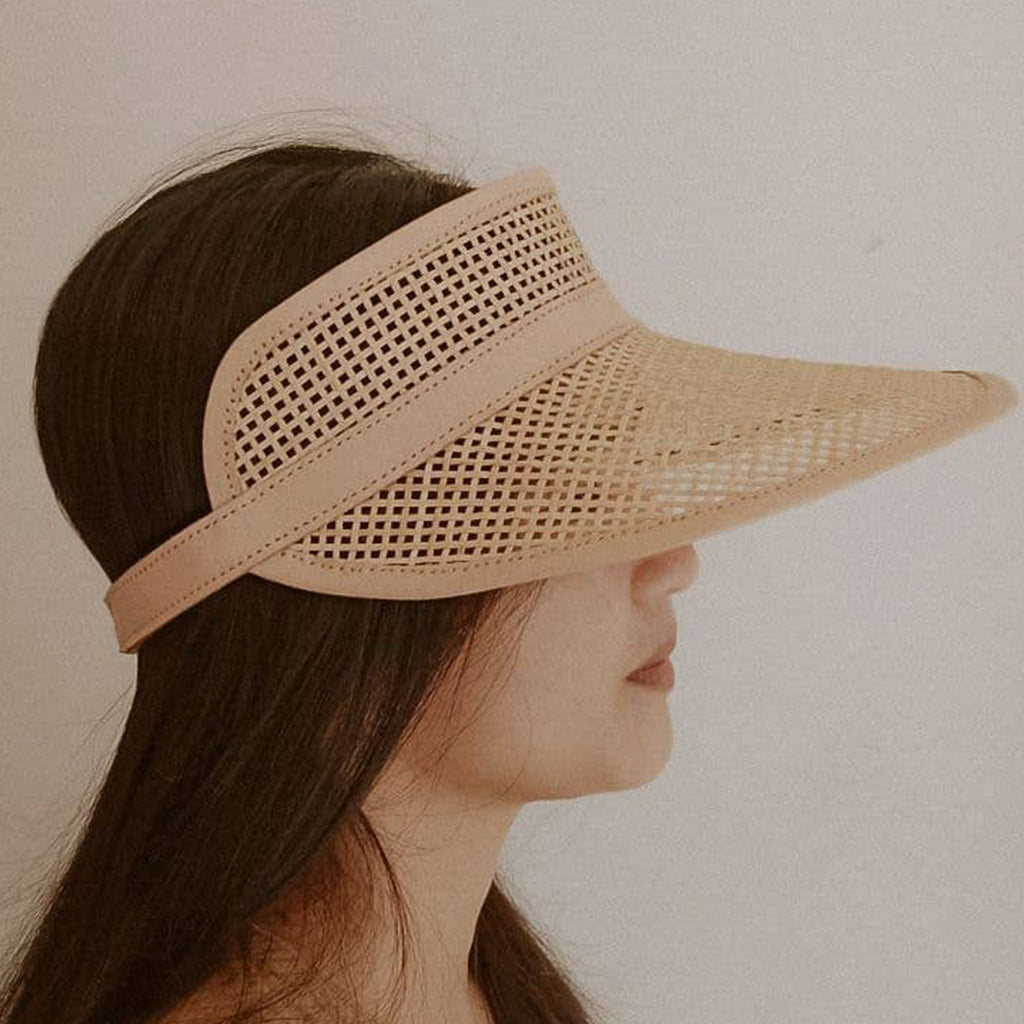 Sumi Leather and Rattan Sun Visor – Giv Shoppe